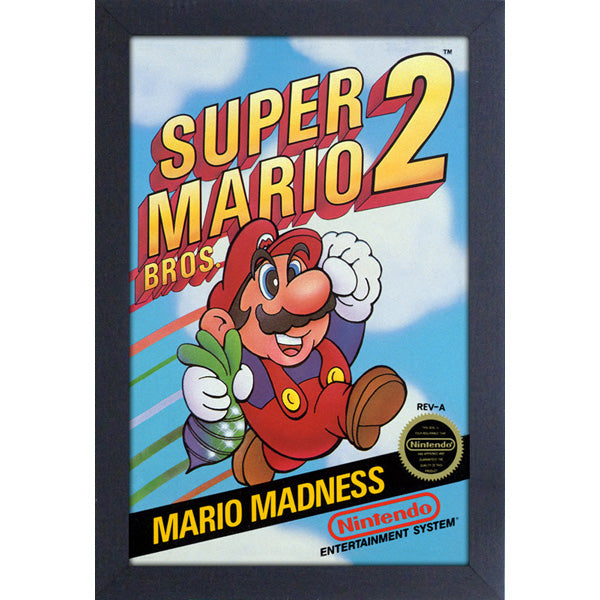 Super Mario Bros 2 NES Game Cover 11" x 17" Framed Print| Microplay ...
