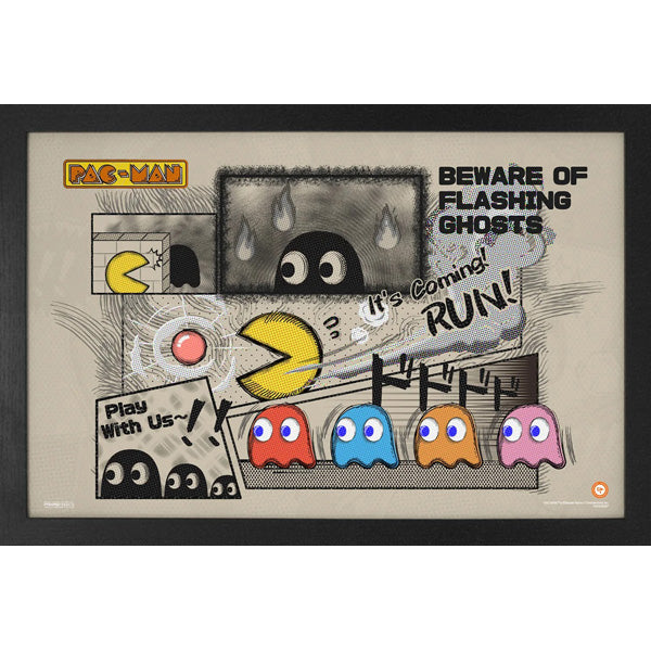 Pac-Man Beware of Flashing Ghosts 11" x 17" Framed Print| Microplay ...