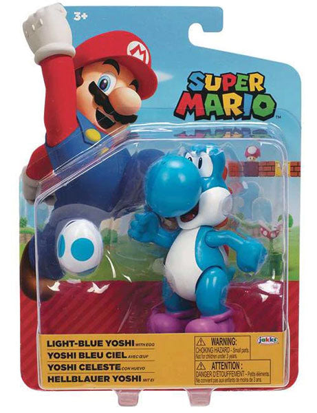 Super Mario Bros Light Blue Yoshi with Egg 4" Figure| Microplay Newmarket